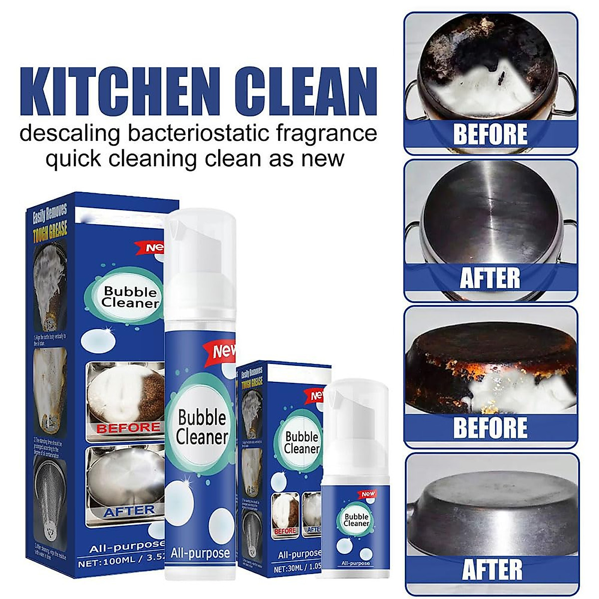 All Purpose Rinse Cleaning Foam, All-Purpose Rinse-Free Cleaning Spray, Super Foam Bubble Cleaner, Super Powerful Multi Purpose Foam Cleaner, Stain Removal Kit for Kitchen (30ml-2)