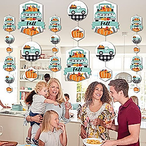 Big Dot of Happiness Happy Fall Truck - Harvest Pumpkin Party DIY Dangler Backdrop - Hanging Vertical Decorations - 30 Pieces