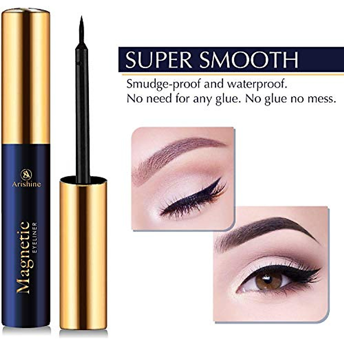Arishine Magnetic Eyeliner, Natural Look,Waterproof and Smudge Resistant