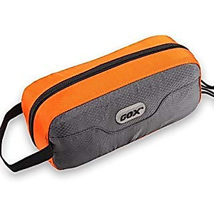 GOX Small Travel Toiletry Bag, Dopp Kit Case For Men, Multifunction Organizer Pouch (Grey/Orange)