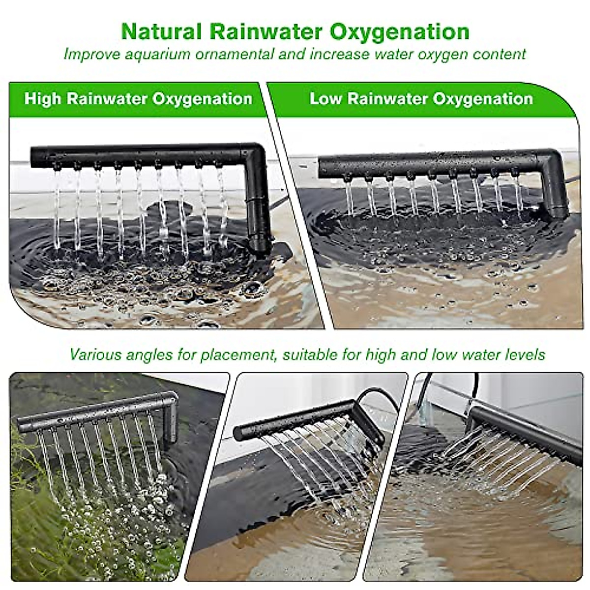 hygger 4-in-1 Submersible U-V Filter Pump, Internal Green Water Killer with Timer, 210GPH 8W Adjustable Fish Tank Filter, Increase Oxygen for 40-80 Gallon Aquarium Tank