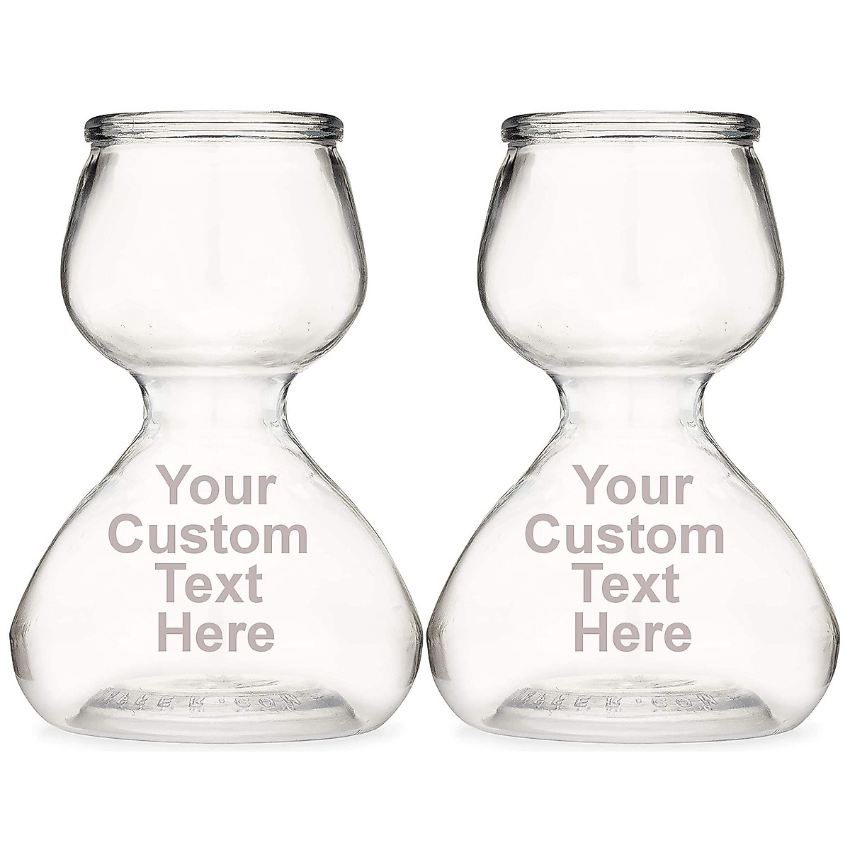 QUAFFER 2 Personalized Shot Glass Custom Text - Laser Etched Double Bubble Layered Shot Glasses – Customized Chaser Shot Glass Jigger – Great Barware Gift (1.25oz Top, 2.25oz Bottom)