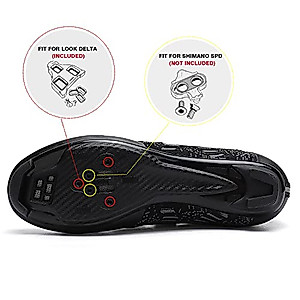 Unisex Road Bike Cycling Shoes Bike Riding Shoes for Men Women, 3 Straps, Pre-Installed Delta Cleatsg Size 8 (Black)