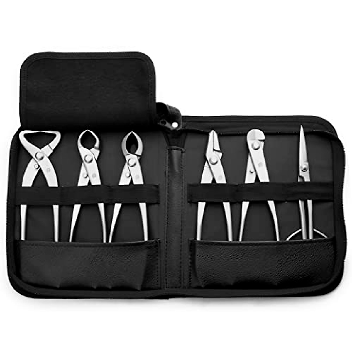 TianBonsai 6-PCS Bonsai Tool Set Including Concave Cutter Straight Edge Cutter Trunk Splitter Wire Cutter Bonsai Pliers And Bonsai Scissors Equip With Tool Bag