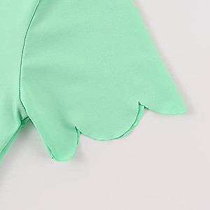 Noomelfish Girls Short Sleeve Scalloped Edge T-Shirts Casual Cute Summer Tee Tops Blouse, Light Green, Size 9-10 Years