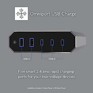 Austere V Series Surge Protector Power Strip, 8 Wide Outlets, 3 USB C and 2 USB A 2.4 amp Ports | 3000 Joules Heavy Duty, EMI/RFI Filtering, 5 Year Component Guarantee