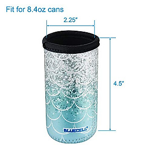Bluecell Pack of 3 Neoprene Insulators Fish Scale Pattern Beer Can Sleeves for 8.4oz Drink Beer Cans (Fish-Scale Pattern(3pcs), 8.4 oz)