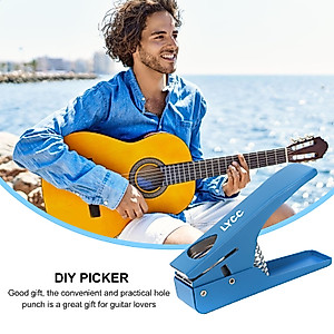 DIY Guitar Pick Punch luxury gift package the,Premium Guitar Pick Maker,16paddle clip Strips and a file for smoothing - blue