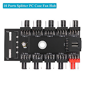 Fancasee 4-Pin PWM Fan Power Supply Cable 1 to 10 Way Splitter Hub 4 Pin Molex Powered PC Case Motherboard Fan Power Extension Cable Cord for ATX Computer Case 4-Pin and 3-Pin Cooling Fans