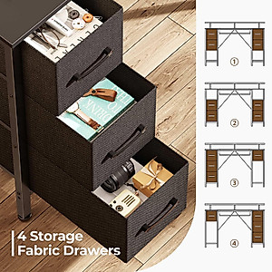 Seventable Computer Desk 47.2" with LED Lights & Power Outlets, Home Office Desk with 4 Drawers, Writing Desk with Keyboard Tray, Study Desk with Monitor Stand, Work Desk for Home Office, Black