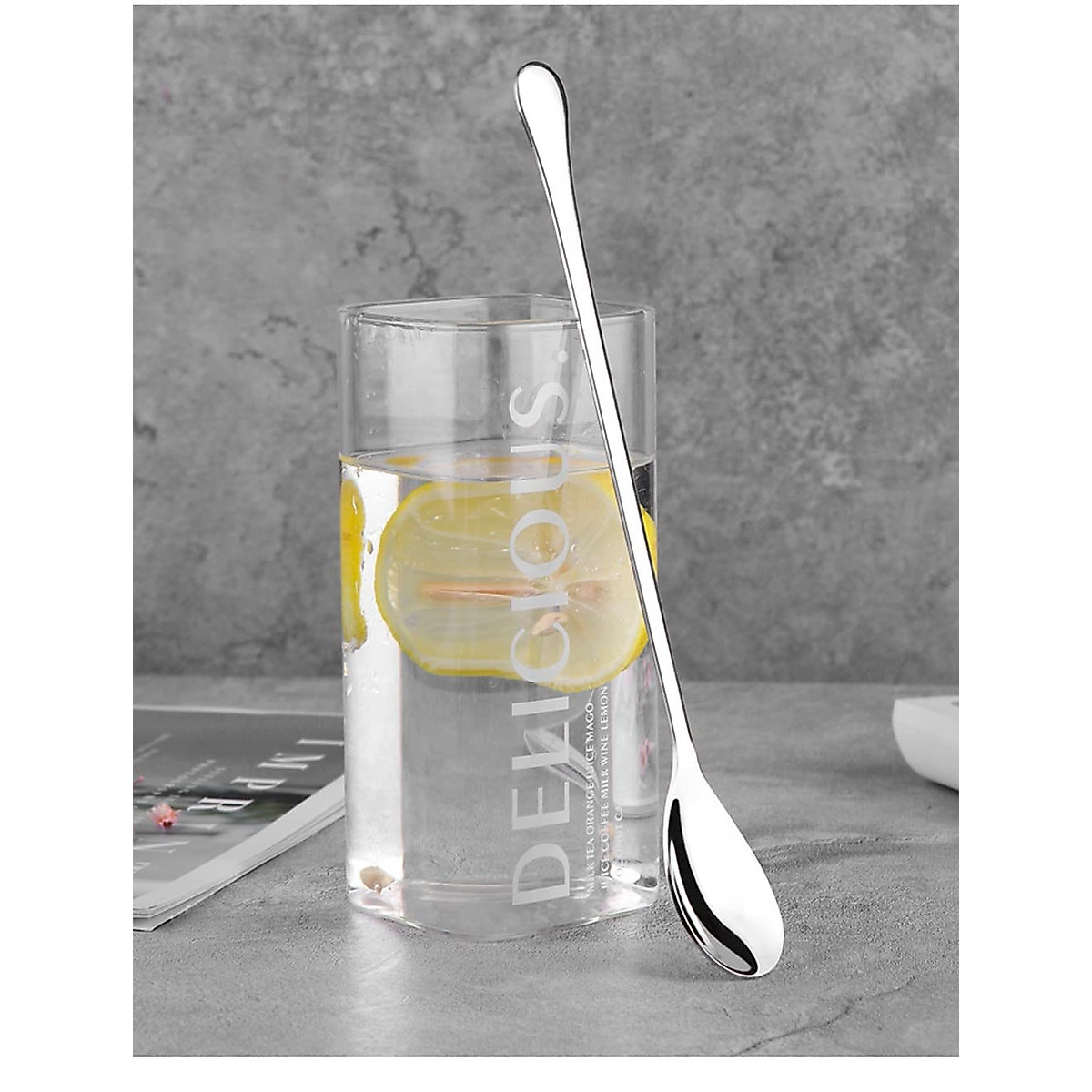 Long Handle Spoons,8-inch Ice Tea Spoon, Coffee Stirrers,Ice Cream Spoon, AXIAOLU Premium 18/10 Stainless Steel Cocktail Stirring Spoons, Set of 4 Silver…