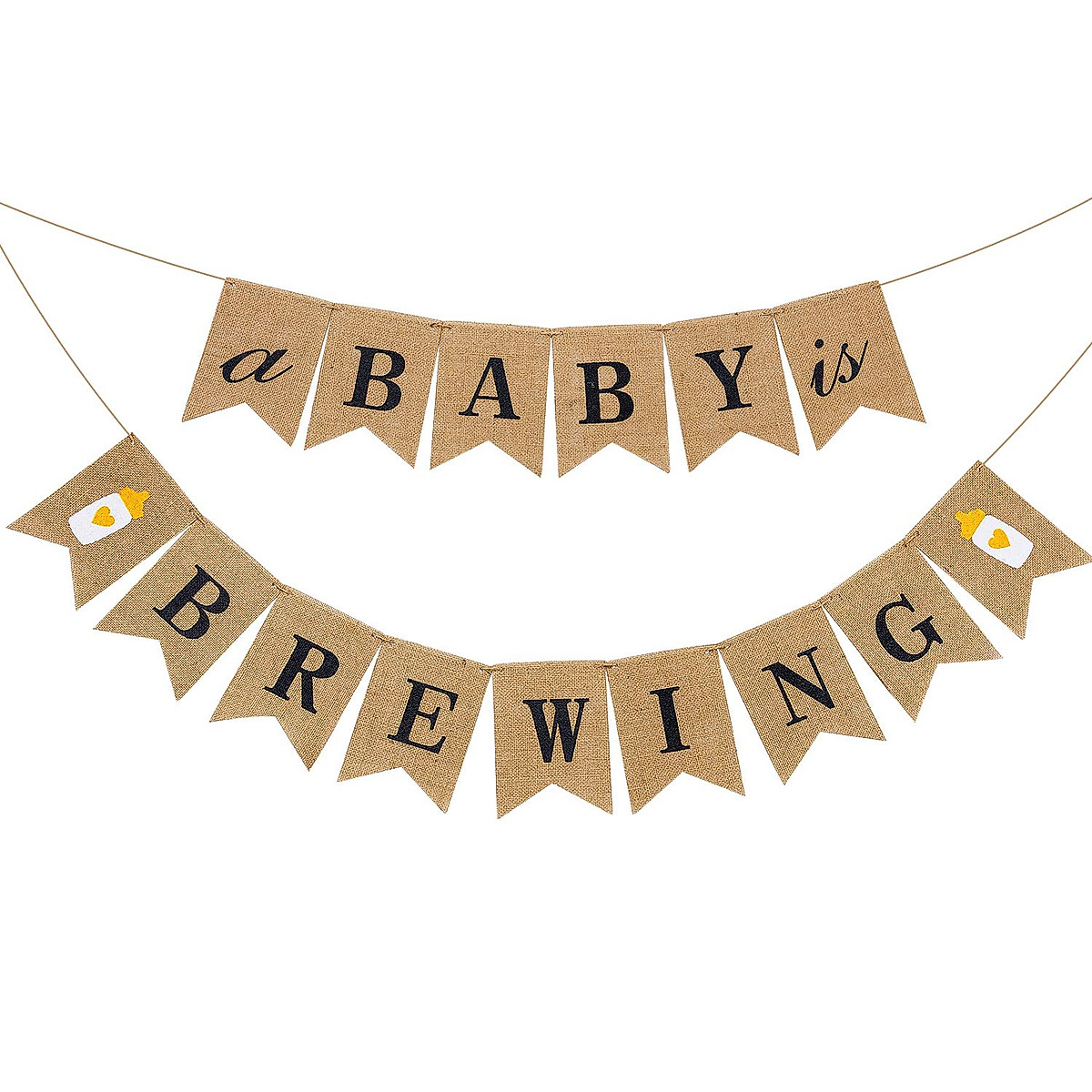 Baby Is Brewing Banner Linen Baby Shower Banner Gender Reveal Baby Bottle Banner for Pregnancy Celebration Diaper Party Decoration Supplies