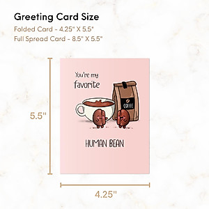 ALY LOU Cute Anniversary Card, Mothers Day Card Mom, Birthday Card for Her Him / Girlfriend Wife / Husband Boyfriend, Kawaii Greeting Card (Favorite Human Bean)