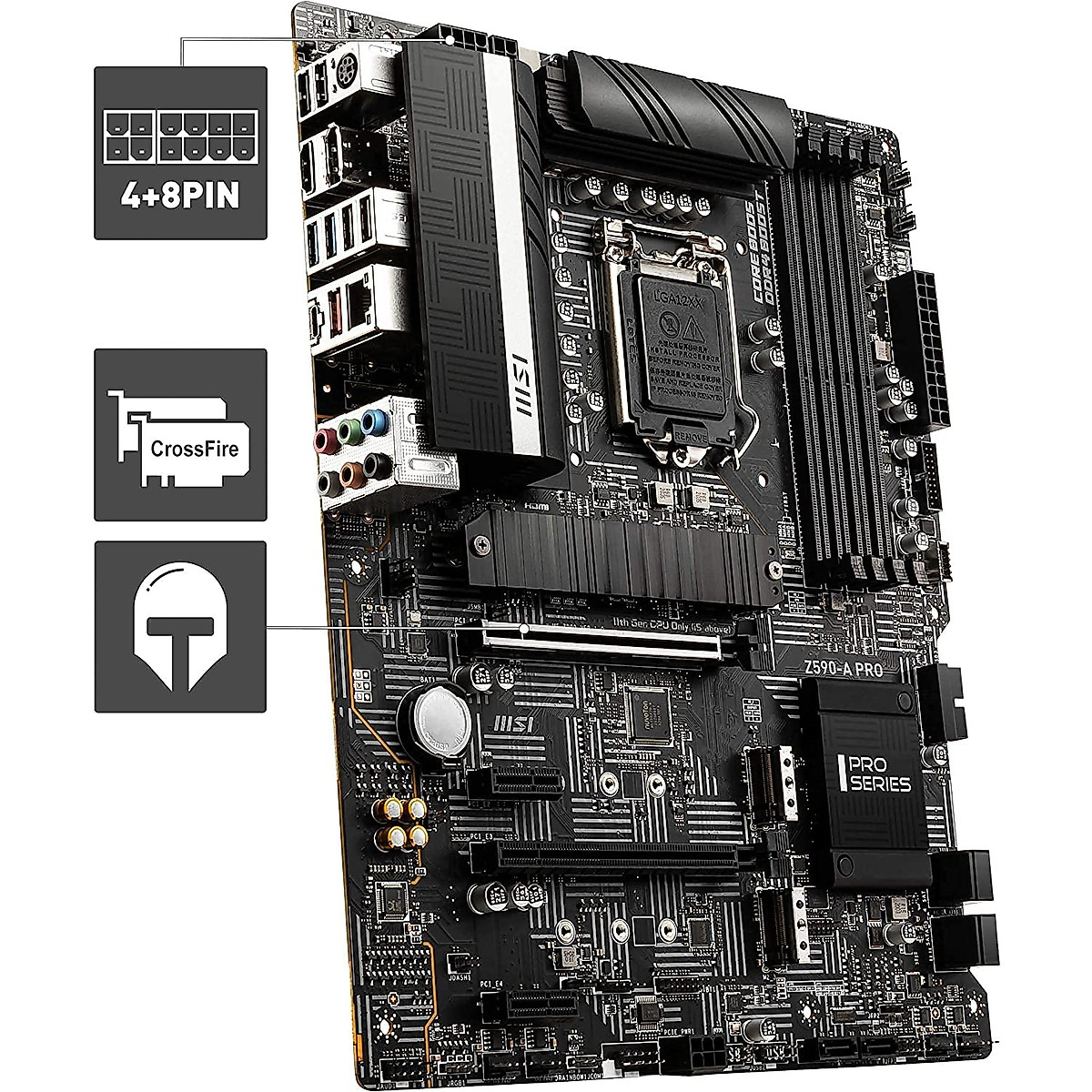 MSI Z590-A PRO ProSeries Computer Gaming Motherboard (ATX, 11th/10th Gen Intel Core, LGA 1200 Socket, DDR4, PCIe 4, M.2 Slots, USB 3.2 Gen 2, 2.5G LAN, DP/HDMI) Intel PC Motherboards (Renewed)