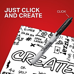 Sharpie Retractable Permanent Markers, Fine Point, Black, 12 Count