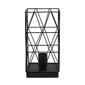Simple Designs LT1073-BLK Geometric Square Metal Table Lamp, Black 5.13 x 5.13 x 10.25