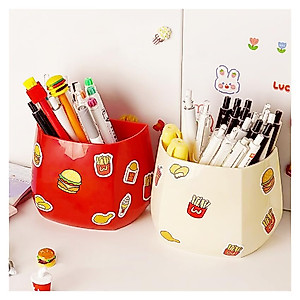 Generic Magnetic Fries Clips-12 Pcs Plastic Food Clips & Magnetic Plastic container with Fun stickers, Cute Kitchen Accessories Keep Food Fresh & Organized, Red and Yellow