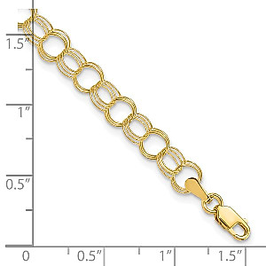 IceCarats 10K Yellow Gold Triple Link Chain Charm Bracelet 7 inch