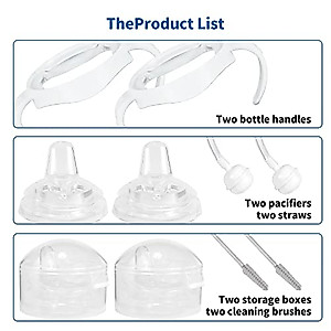 Sippy Cup Soft Spout Conversion Kit for Philips Avent Natural Baby Bottle, Bottle Handles and Weighted Straw （2 Pack）