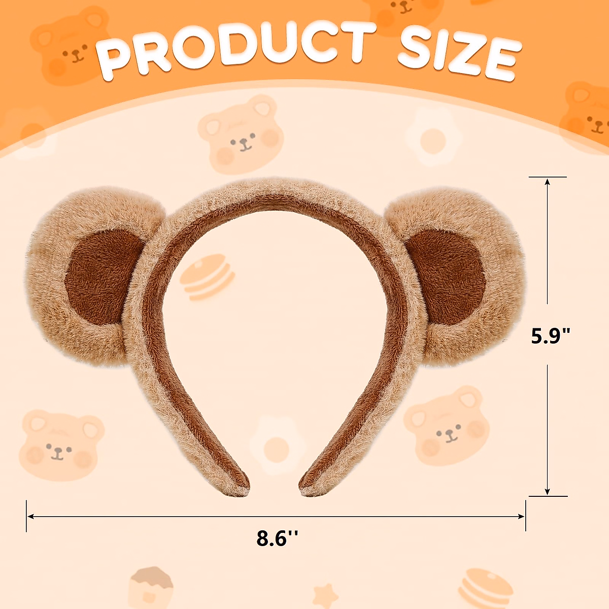 Bear Ears Headbands for Adults - Cute Brown Bear Costume Ears for Women's Halloween Festival Party Hair Accessories