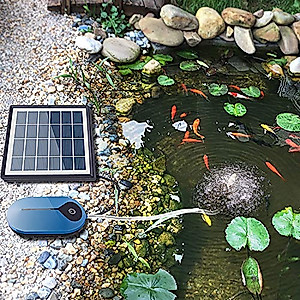 Lewisia Solar Air Pump Kit Hydroponic Pump Solar Battery with Air Hoses and Bubble Stones 3 Working Modes Pond Aerator Bubble Oxygenator 1.5W