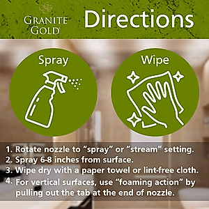 Granite Gold Shower Cleaner Spray for Quartz, Granite, Marble, Ceramic, and Other Stone Tub Surfaces, Made in the USA, 24 Ounces, Gold