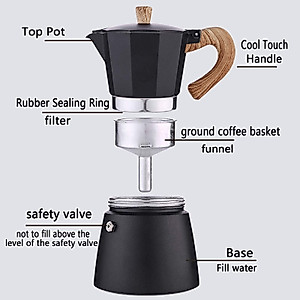 AIFUSI Moka Pot, Italian Coffee Pot 6 Cup/10 oz Stovetop Espresso Maker Stovetop Camping Manual Cuban Coffee Percolator Machine Italian Espresso Greca Coffee Maker Brewer Percolator
