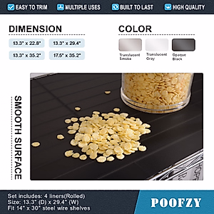 Poofzy Shelf Liners for Wire Shelving, 14 x 36 Non-Adhesive Wire Shelf Liner Plastic for Pantry, Kitchen Cabinets (4PK, Black)