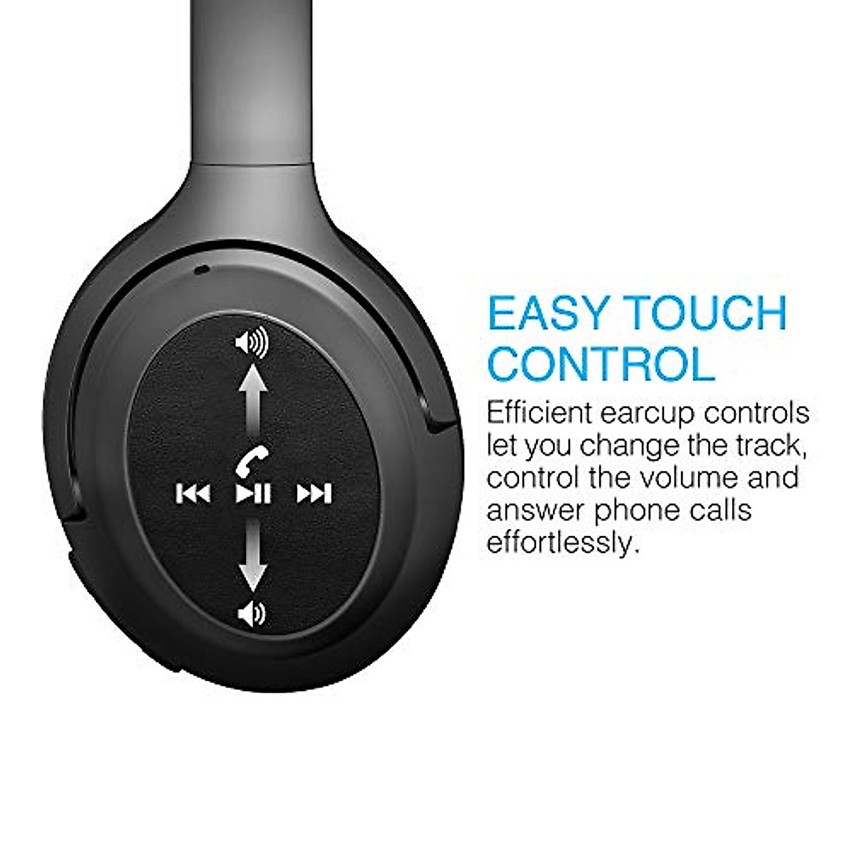 Brookstone AirPhones Pro Wireless Over Ear Headphones, Active Noise Cancelling TWS Bluetooth Headphones, 30H Playtime, Deep Bass, High-Res Audio, Touch Controls, Comfort Ear-Cups, Portable, Black