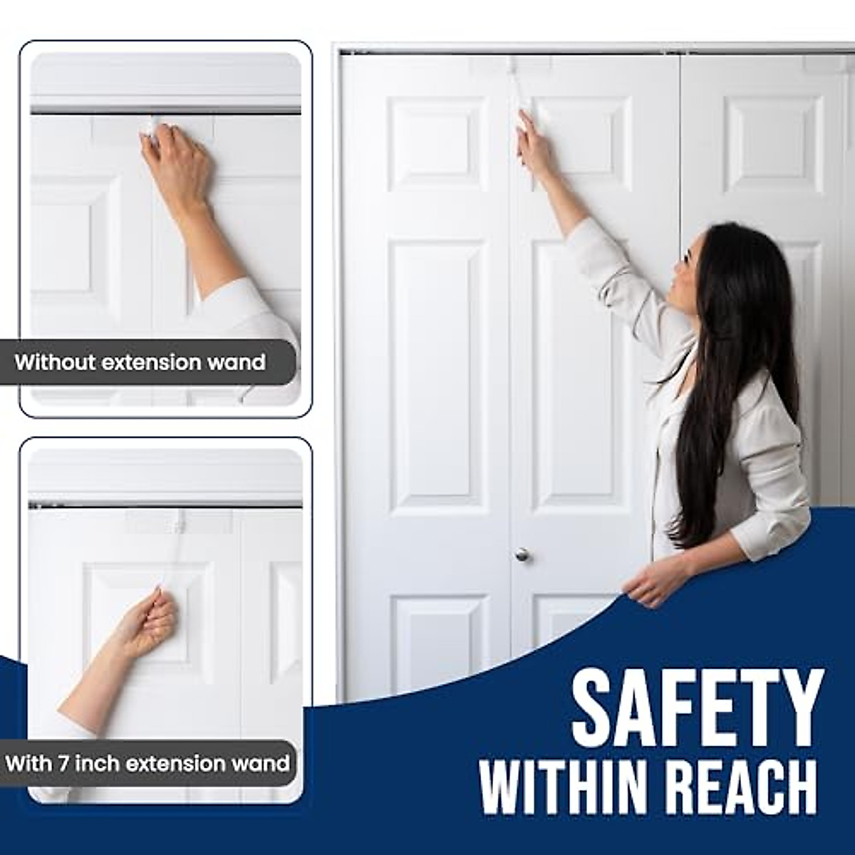 (4- Pack) - Safety Innovations Bi-fold Door Lock - Closet Protection Child and Pet Proof Bi-fold Door Lock - Tool-Free Installation - Made from Unbreakable Clear Polycarbonate