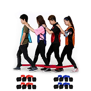 Hiverst 4 Legged Race Band, Outdoor Party Group Game for Kid Adult, Cooperative Team Race for Birthday Party, Relay Race, Field Day, Team-Building, Backyard Activity Game with Carrying Pouch(2 pack