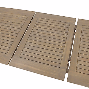 GDFStudio Outdoor Acacia Wood Expandable Dining Table, Gray