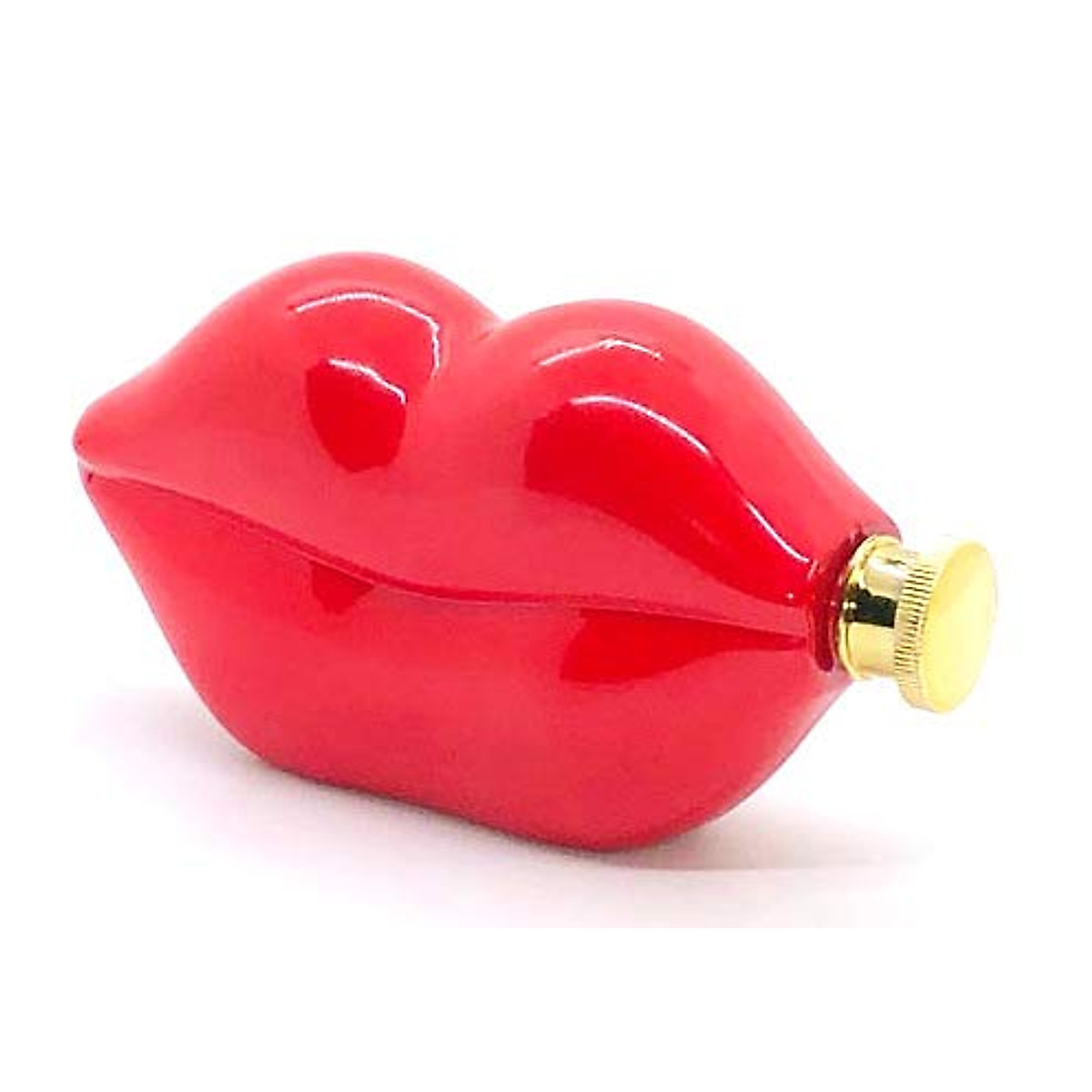 Red Lips Flask - Pucker Kiss Stainless Steel 5 oz. Pocket Flask For Drinks and Alcohol - Travel Picnic Bar Party - Fun Cute & Romantic