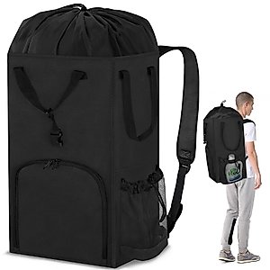 Laundry Bag Backpack Extra Large 110L, Stand up Laundry Hamper Basket for College Dorm Essentials, Collapsible & Extension Laundry Backpack Multi Pockets for Laundromat, Apartment, Travel, Black