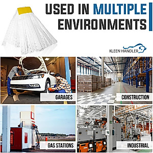 KLEEN HANDLER Mop Head Replacement 6-Pack Hydrophobic Industrial Mop for Oils and Spills – Heavy-Duty Mop for Industrial, Commercial, Janitorial Cleaning – Non-Woven Oil-Absorbent Material