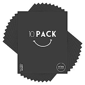 Golden State Art, Pack of 10, 1/16" Thickness Uncut Mat Matte Board Backing for Picture Frame, White Core (11x14, Black)