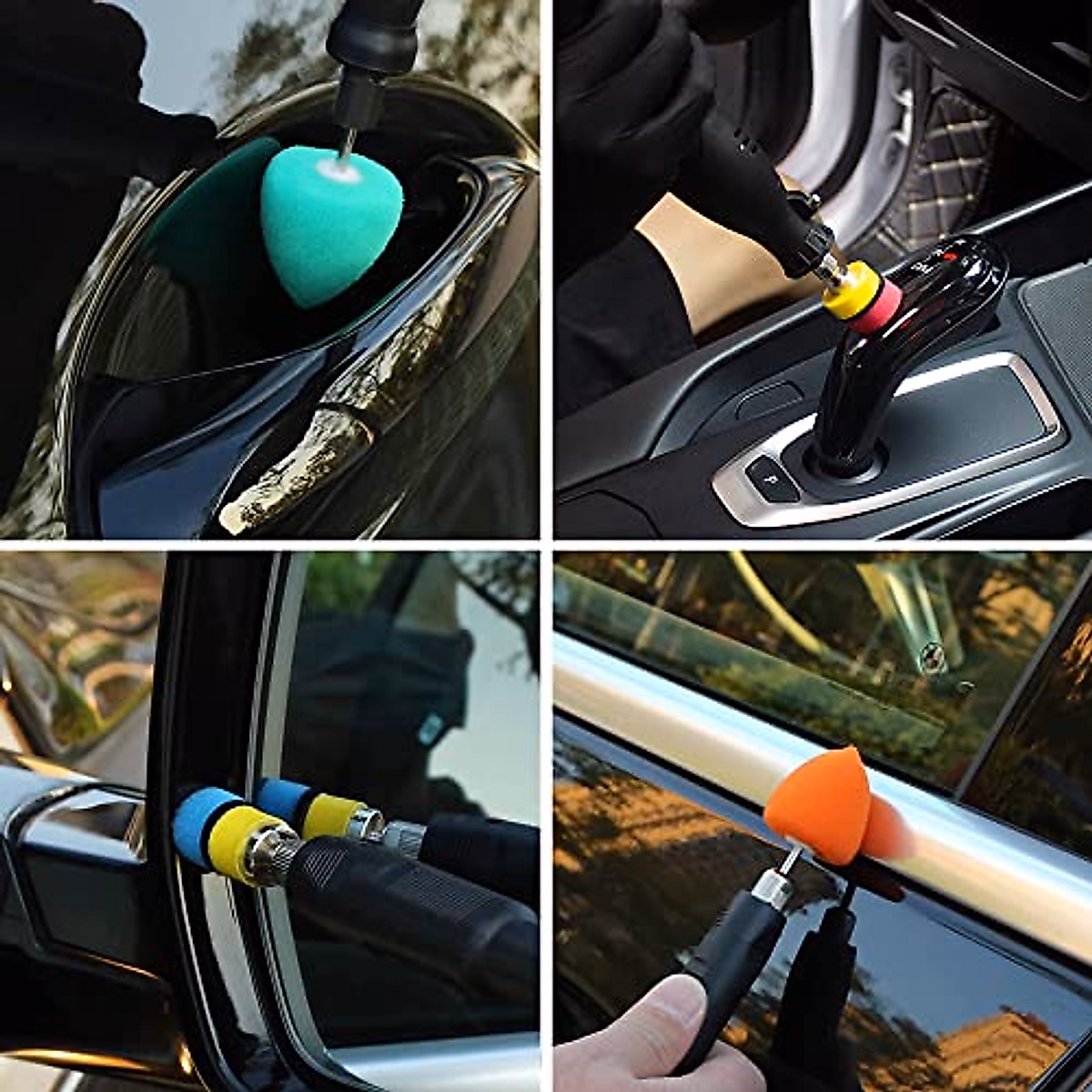 SI FANG 22 Pcs Mini Buffing Polishing Pads Kit, Car Detail Mini Polisher Foam Pads for Rotary Tools Tight Area Detailing Polishing Waxing & Sealing Glaze, Car Headlights Door Handles Scratch