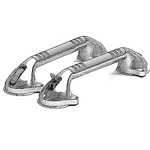 AmeriLuck 16.5inch Suction Bath Grab Bar with Indicators, Balance Assist Bathroom Shower Handle, Silver/Grey（Pack of 2）