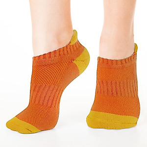 KONY 6 Pairs Women's Cotton Thick Cushioned Colorful Running Athletic Low Cut Ankle Tab Socks, Size 6-9 (Purple/Orange/Blue/White/Grey/Black)