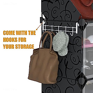 NiHome 24-Pair Shoe Organizer Cabinet with Doors and Top Shelf, Stackable, Expandable and Free-Standing Plastic Storage Rack for Entryway, Closet, Garage, Bedroom, Hallway and Office