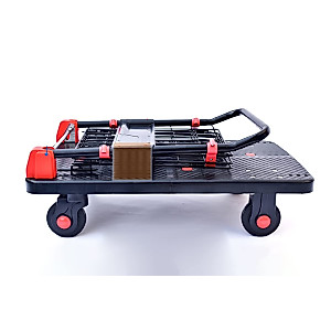 Folding Platform Carts with Wheels,Folding Mesh Cage cart with Detachable Collapsible Fence,Portable Handling Platform Dolly Cart for Luggage,Material Transport Truck ,Load 330LB