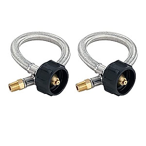 GASLAND 12 Inch Stainless Braided RV Propane Pigtail Hose for Camper, 1/4" NPT RV Propane Hose for 2-Stage Regulator, 1/4" Inverted Male NPT & QCC1 Propane Tank Hose for RV Propane Regulator, 2 Pack