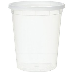 YW Plastic Soup Food Container with Lids (12), 32 oz, 12 Pack, Clear