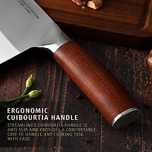 hecef 8 Inch Chinese Cleaver Kitchen Knife, Vegetable Meat Cleaver Chef’s Knife Made of High Carbon Steel & Ergonomic Cuibourtia Handle, Sharp Kitchen Cutlery for Home & Restaurant with Gift Box