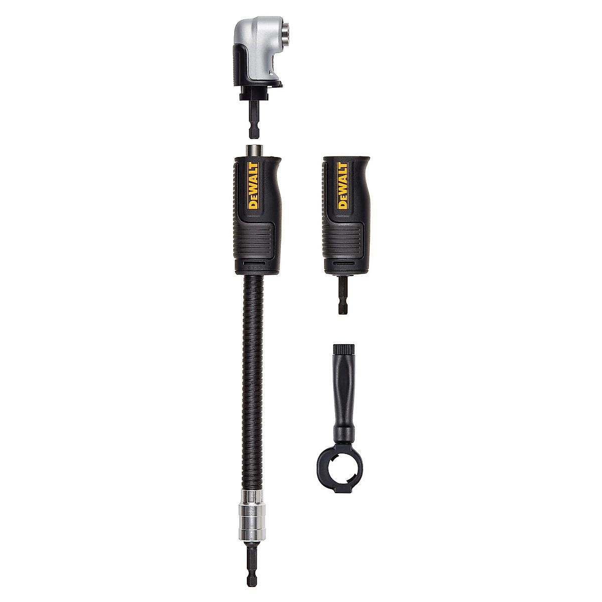 DEWALT Right Angle Drill Adaptor, FlexTorq, 4-in-1 System, Compact, Straight Flexible Shaft, 12-Inch (DWAMRASETFT)
