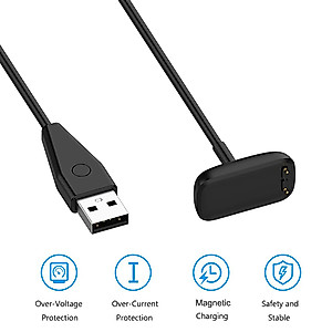 Threeeggs for Fitbit Charge 5 Charger with Reset Button, USB Charging Cable for Charge 5, Charge 6 & Fitbit Luxe (2-Pack, 3.3ft & 1.6ft)