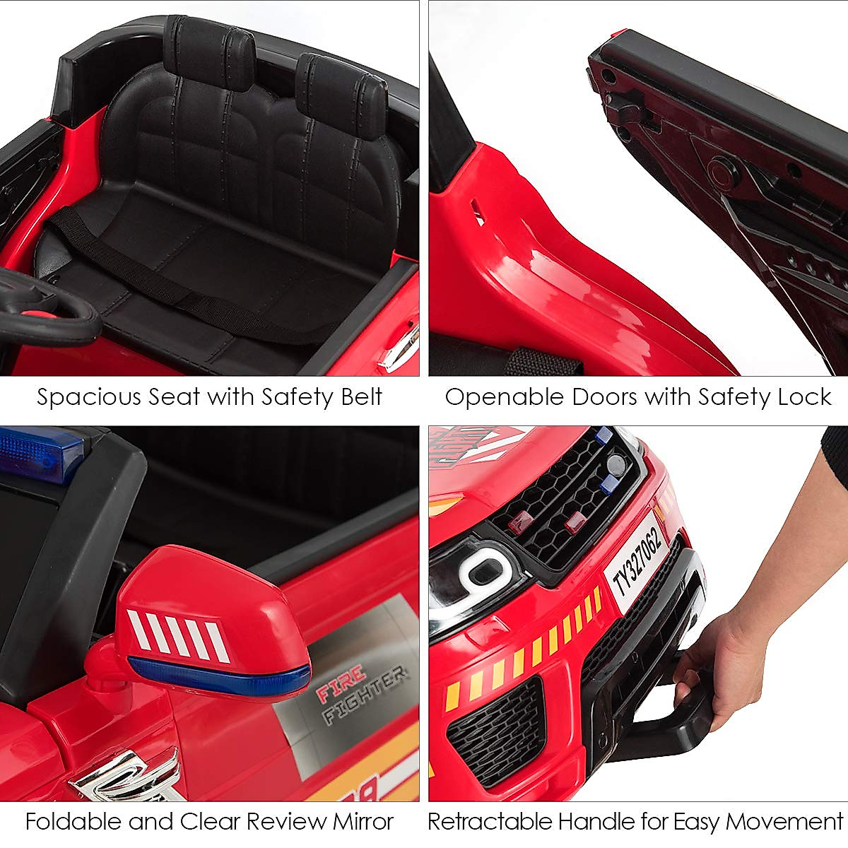 Costzon Ride on Car, 12V Battery Powered Police SUV Vehicle w/Remote Control, Siren Flashing Light, Horn Music, Intercom, Spring Suspension, 3 Speeds, USB, 4 Wheeler Truck, Kids Cars to Drive, Black