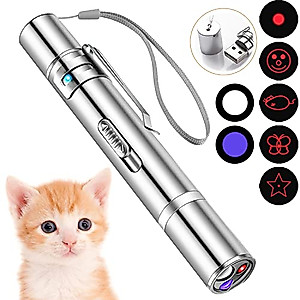 Cutomo Red Laser Pointer for Cats to Play, USB Rechargeable Laser Pointer Cat Toy Red Dot Laser Light for Cats, Cat Toys Interactive for Indoor Cats, Cat Laser Toy for Indoor Cats to Chase