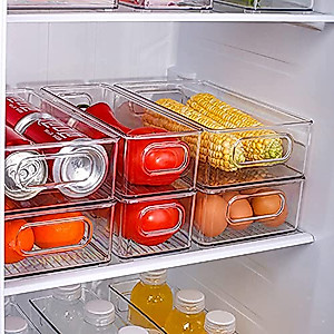 Refrigerator Organizer Bins, BS One Set of 6 Fridge Organizers and Storage Clear, Stackable Storage Bins for Kitchen, Bathroom, Bedroom, Cabinet, Countertops, Freezer and Pantry