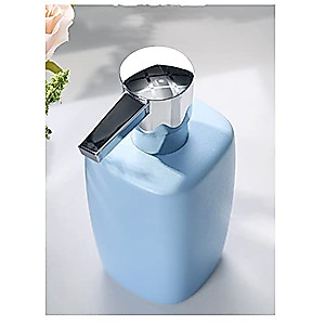 QTBH Soap Dispenser Matte Ceramic Soap Dispenser Home Bathroom Kitchen Office Shampoo Dishwashing Liquid Cosmetic Lotion Bottle 370ml/13oz Soap Pump (Color : Blue)
